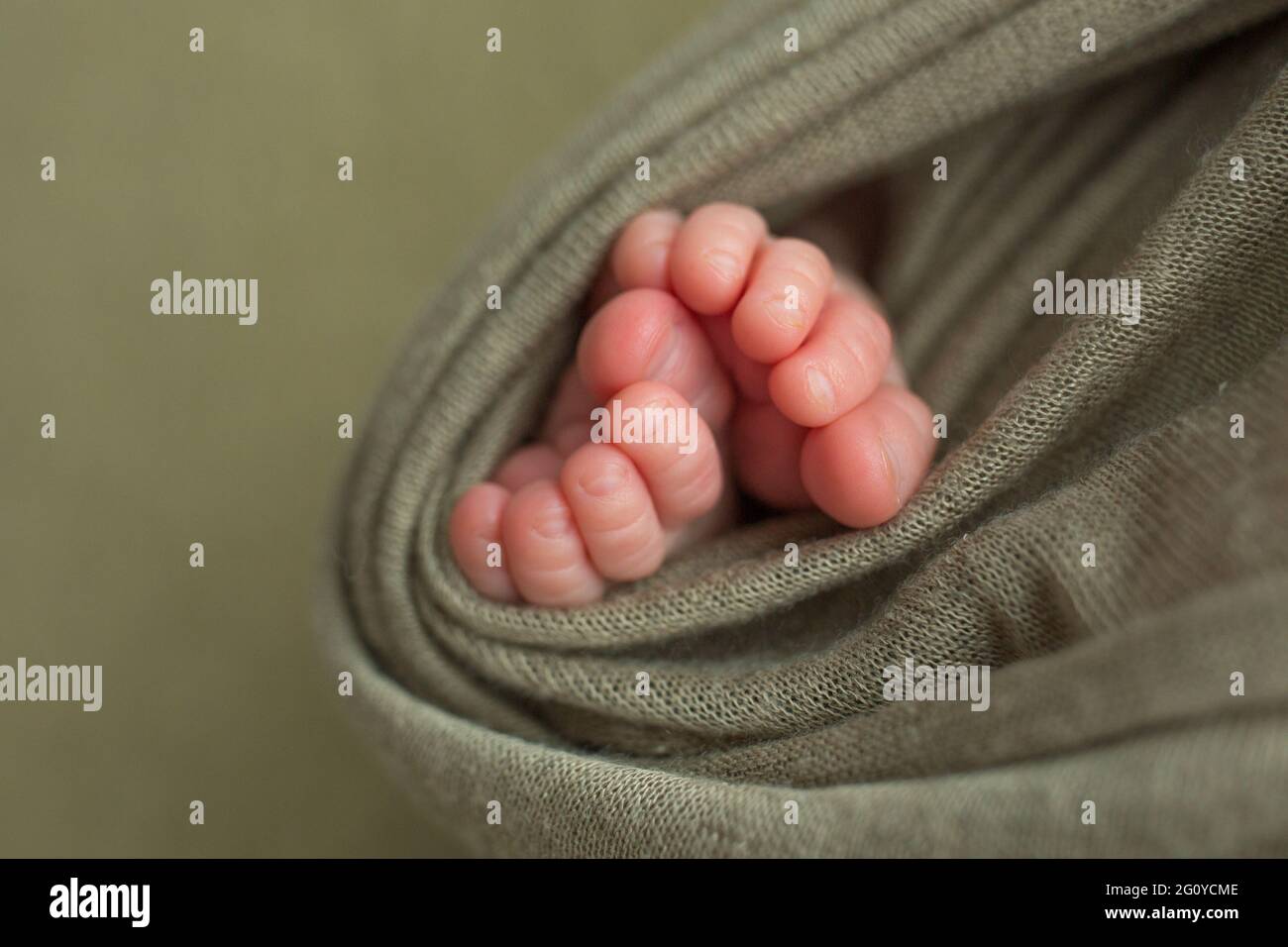 Baby feet. The tiny foot of a newborn in soft selective focus. Image of ...