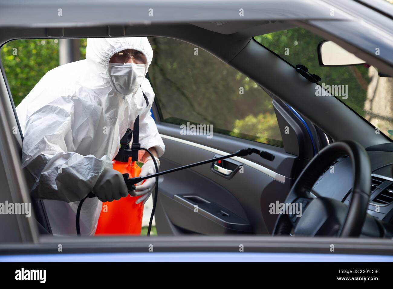 Virologist man wearing PPE kits kills bacteria and viruses inside the ...