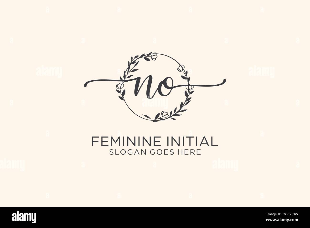 NO beauty monogram and elegant logo design handwriting logo of initial ...