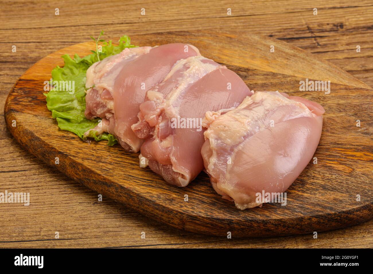Raw chicken boneless and skinless leg for cooking Stock Photo - Alamy