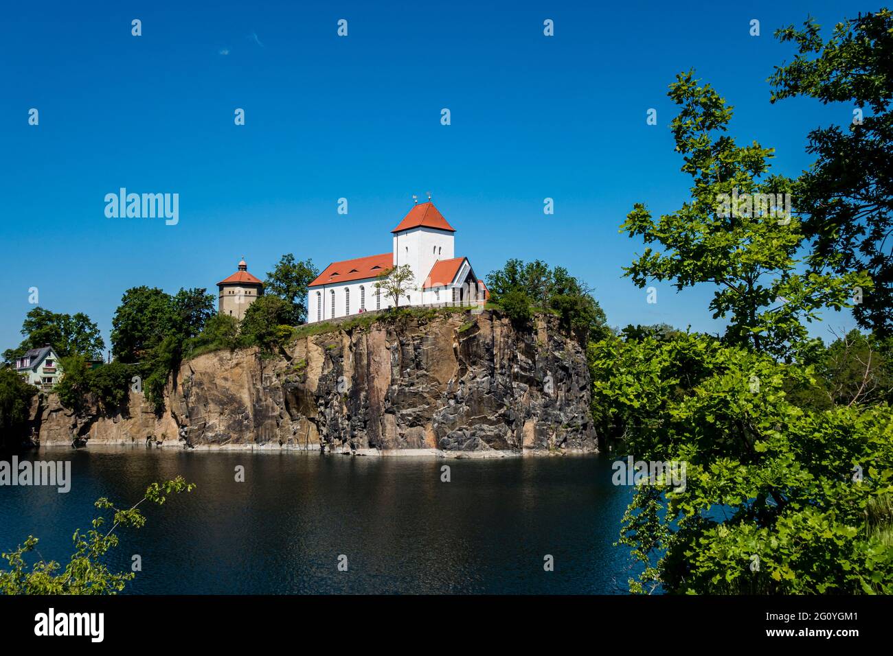 The mountain church Bergkirche Beucha, located on top of a stone quarry ...