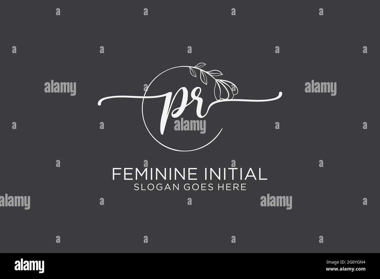 PR beauty monogram and elegant logo design handwriting logo of initial ...