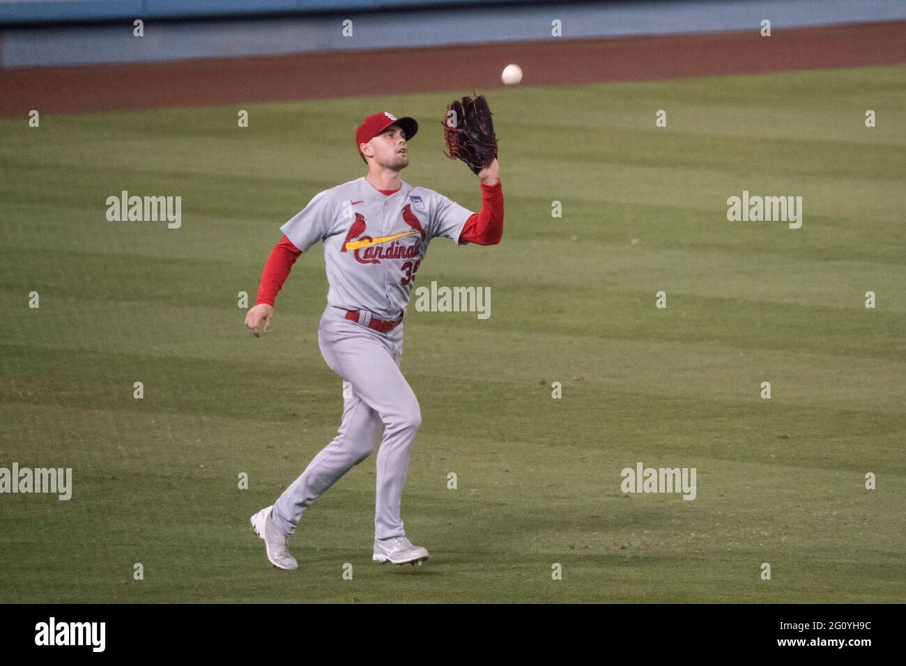 St. Louis Cardinals left fielder Lane Thomas (35) makes a catch during ...