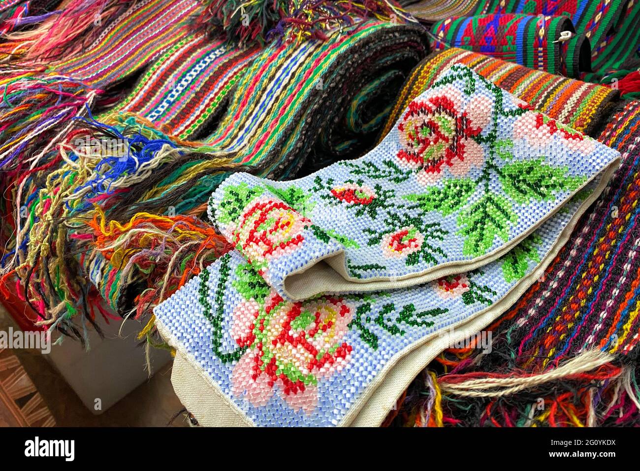 Close up of ukrainian clothes - traditional embroidered shirts and ...
