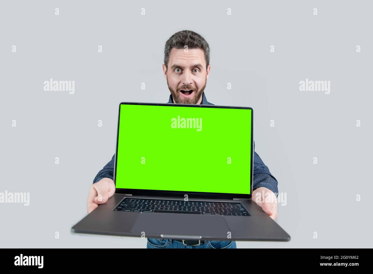 presentation on computer. office manager ready for video conference ...