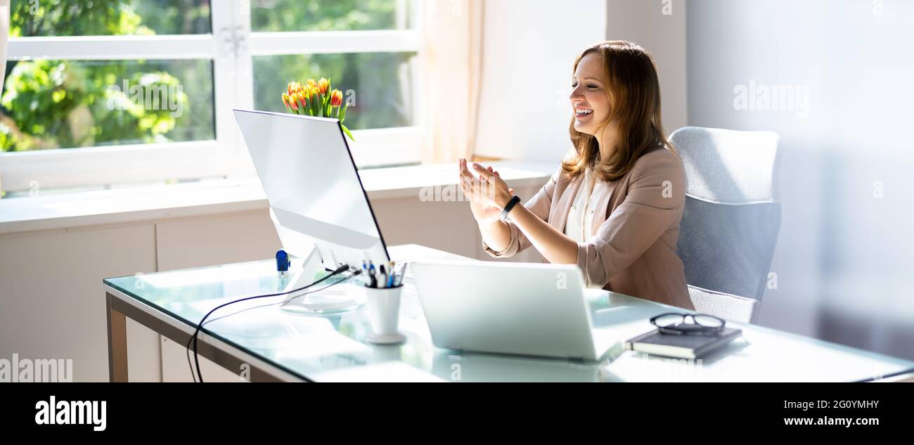 Virtual Business Meeting Video Conference Call Chat Stock Photo - Alamy