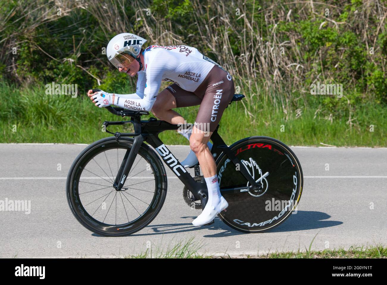 Barcelona, Spain. 23rd Mar, 2021. Clement Venturini (Ag2r Citroën team) seen in action during an ...