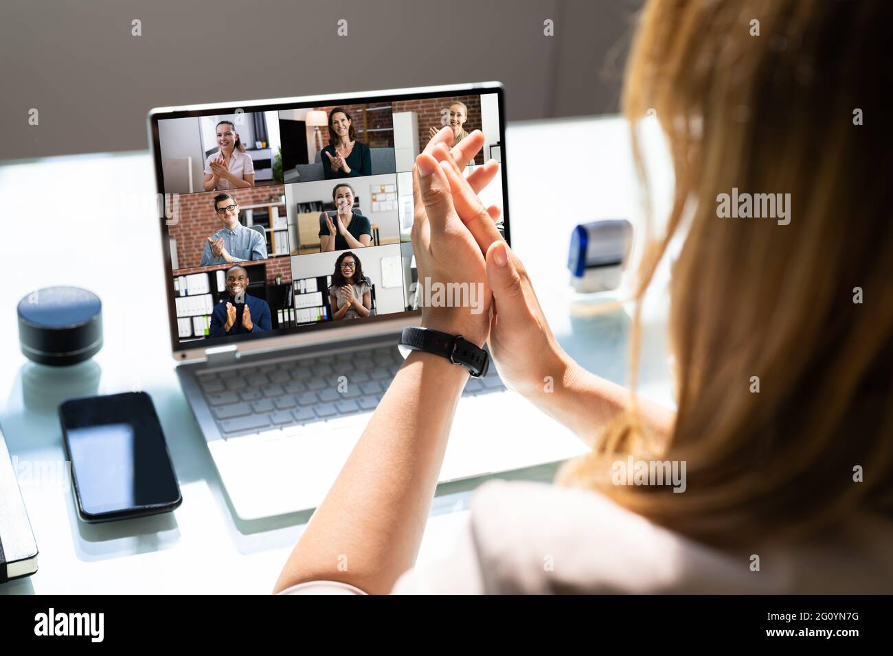 Virtual Business Meeting Video Conference Call Chat Stock Photo - Alamy