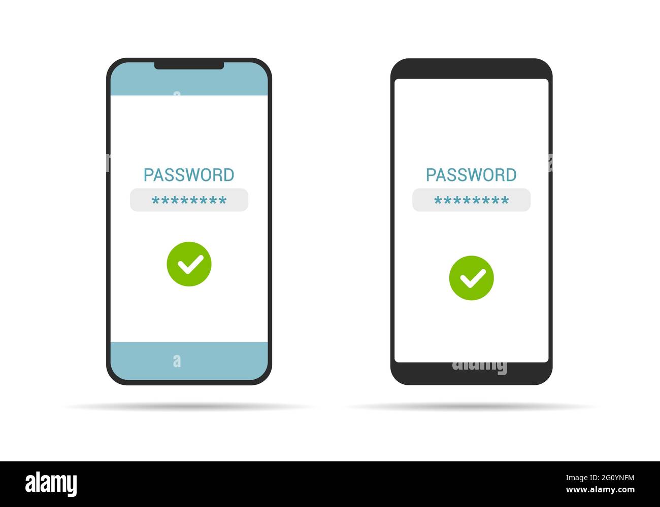 Simple flat design illustration of mobile phone with touch screen and ...