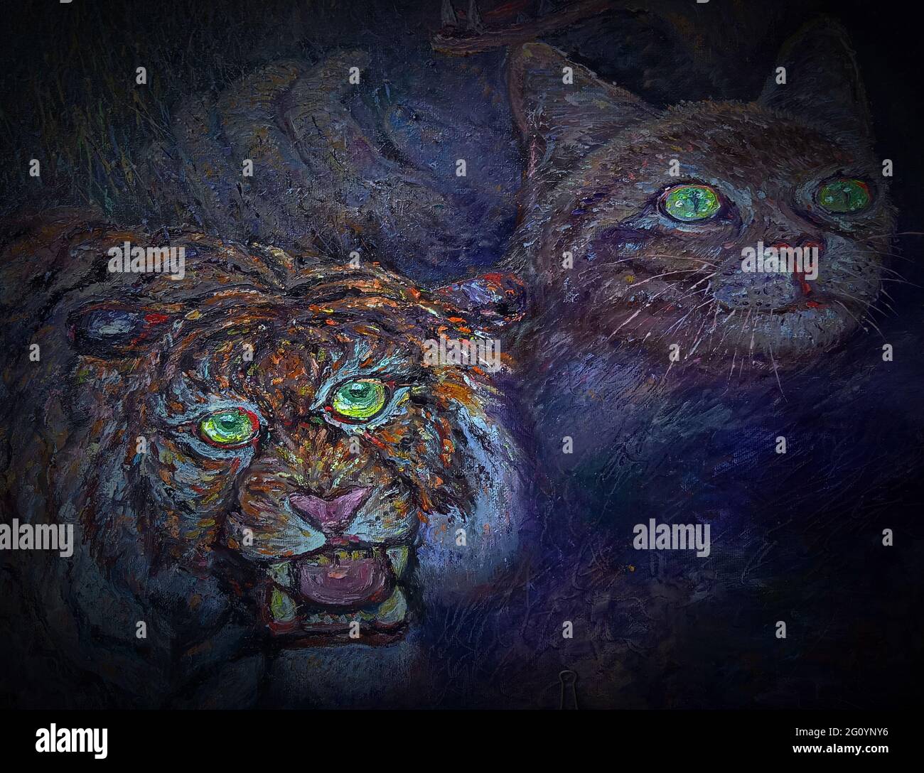 brush stroke , painting Abstract Oil color Background cute tiger ...