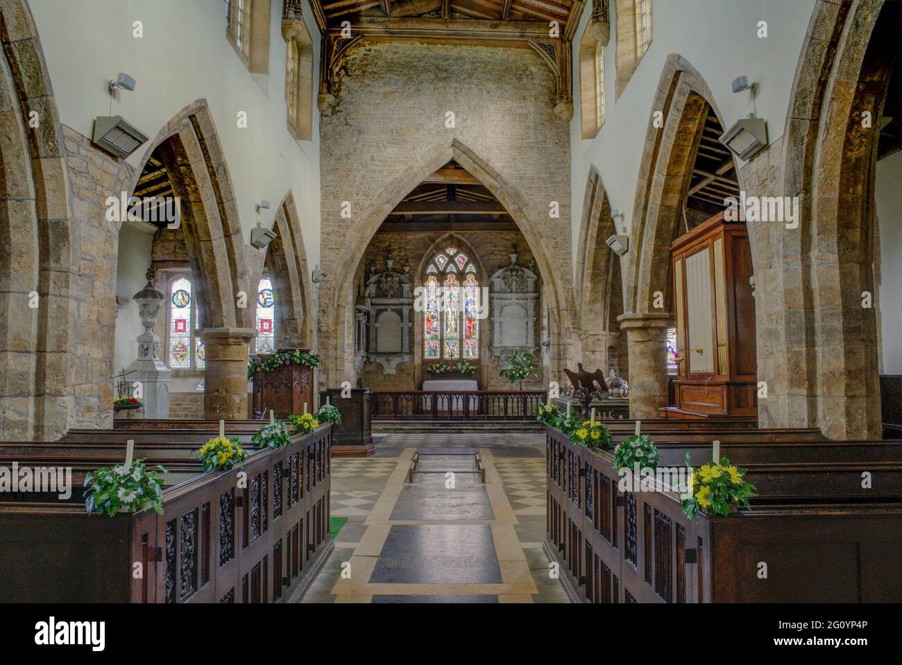 Interior of the church of St Mary The Virgin, Fawsley, Northamptonshire ...