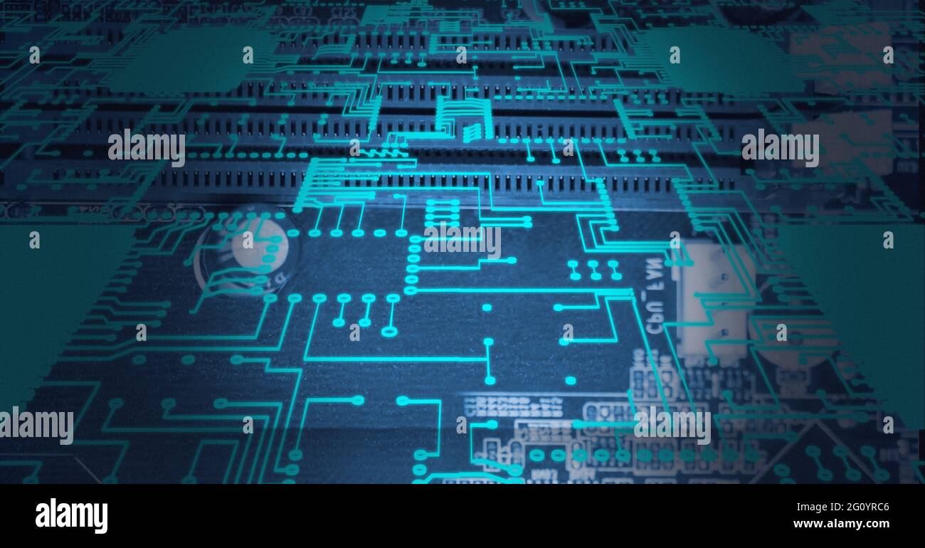 Composition of computer processor and circuit board Stock Photo - Alamy
