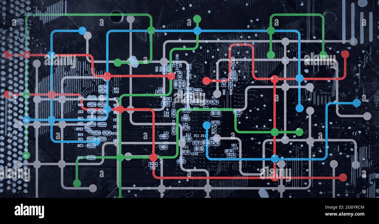 Composition of computer processor with network of connections and circuit board Stock Photo - Alamy