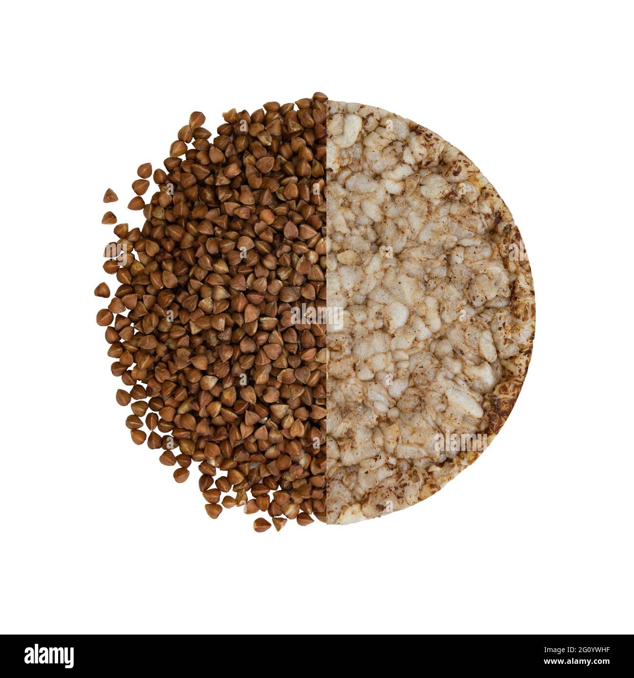 crunchy buckwheat cakes isolated on white background, composition in ...