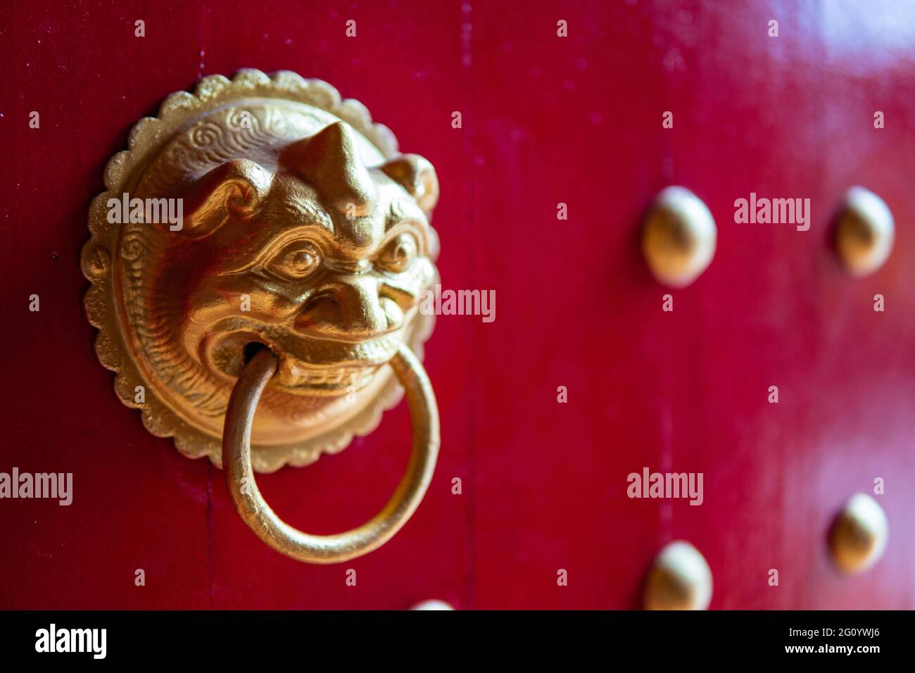 Traditional vintage Ancient architecture doornail and door knocker at ...