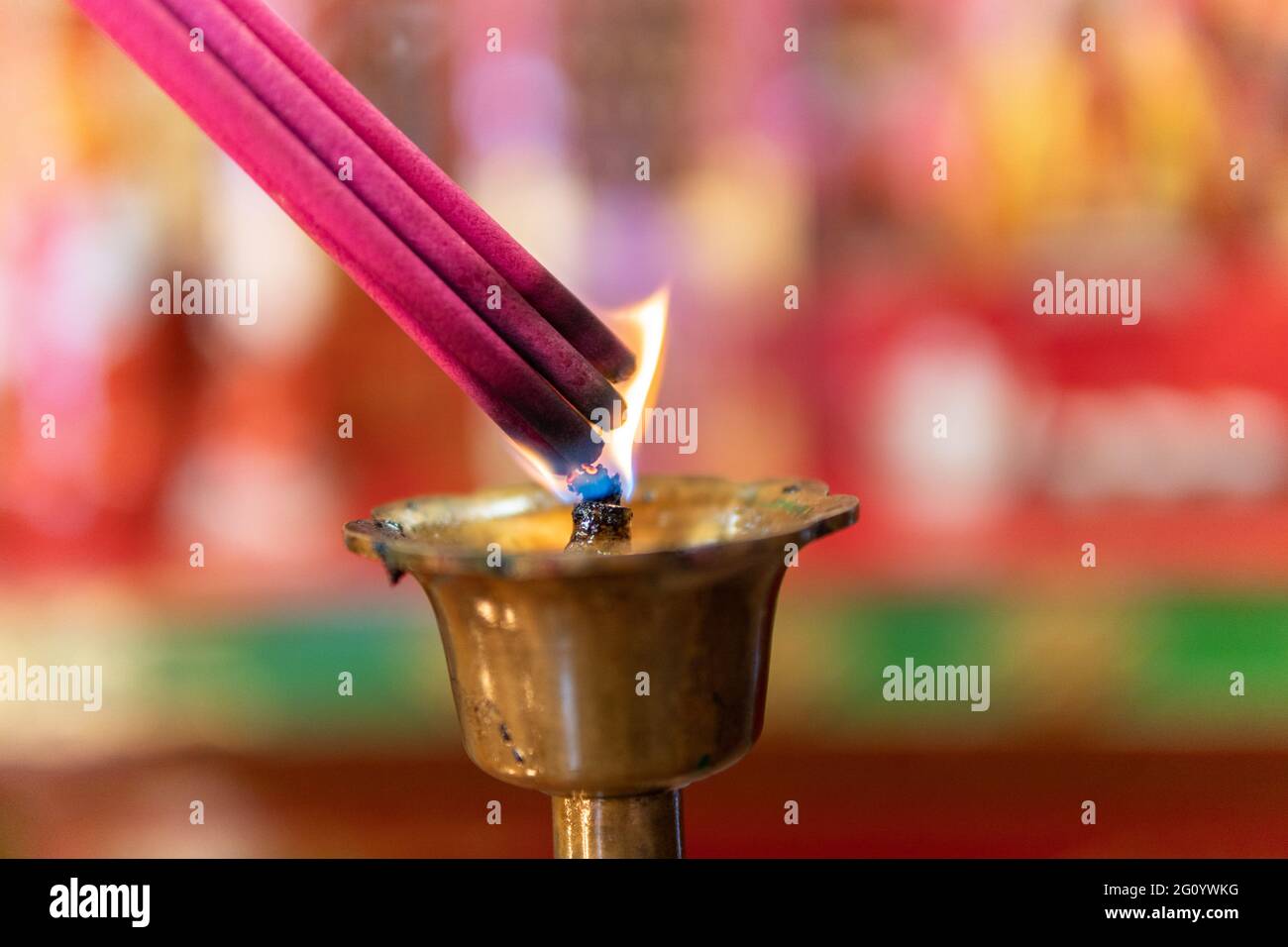 Burning Praying Stick on Chinese Temple Stock Photo - Alamy
