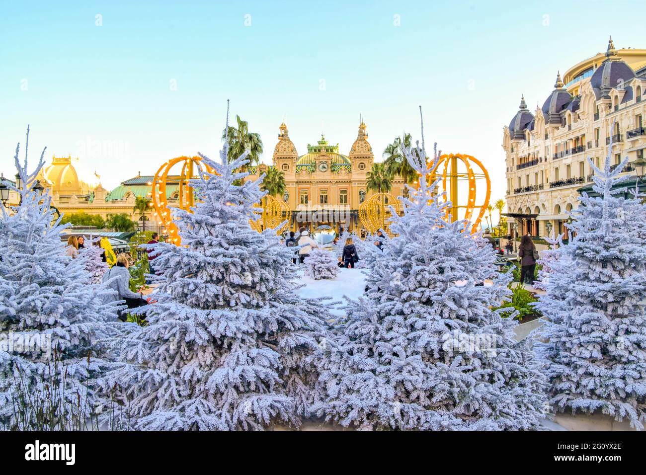 Christmas tree decorations on Casino Square, Monte Carlo, Monaco ...