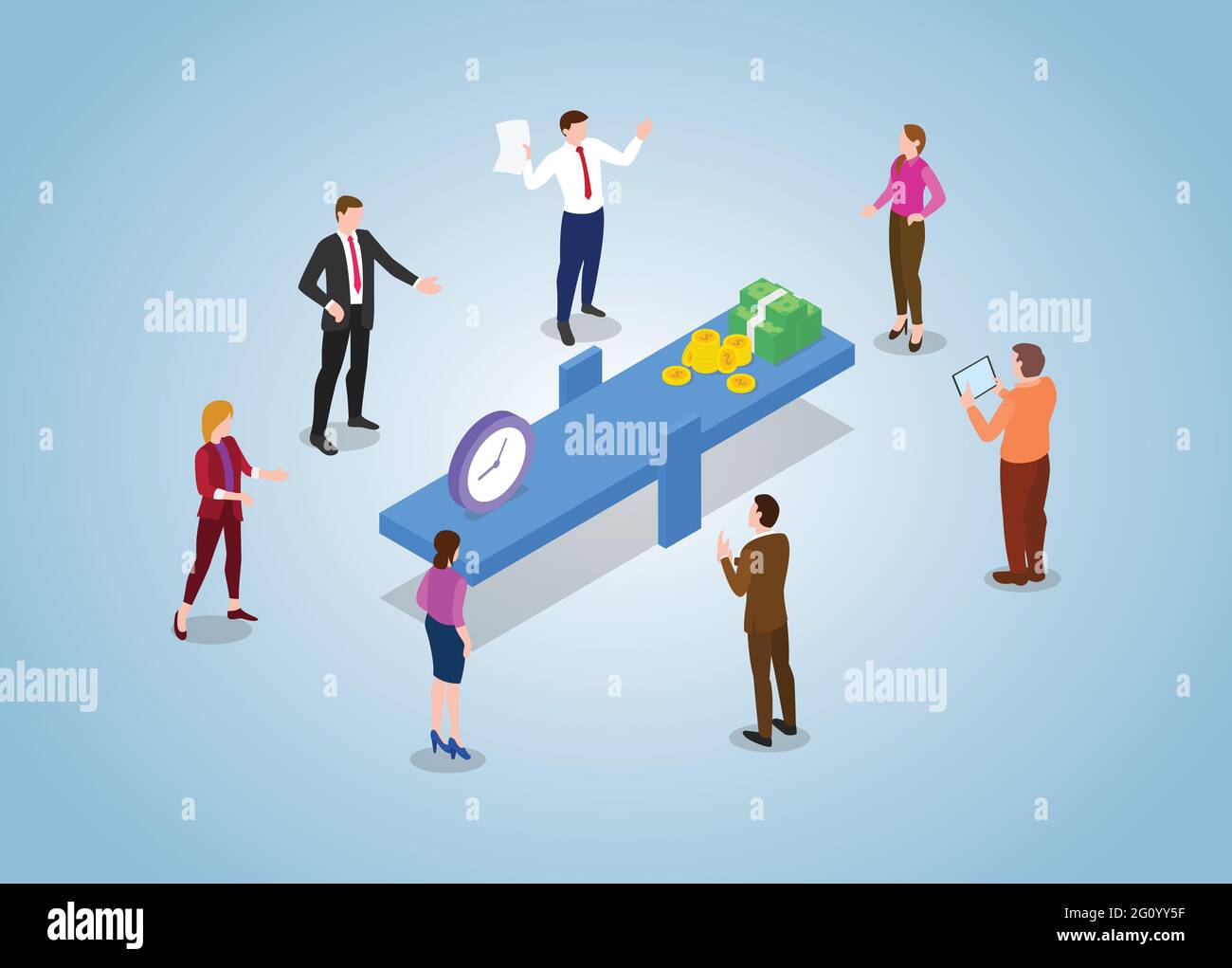 time vs money or compare with modern flat isometric style vector ...