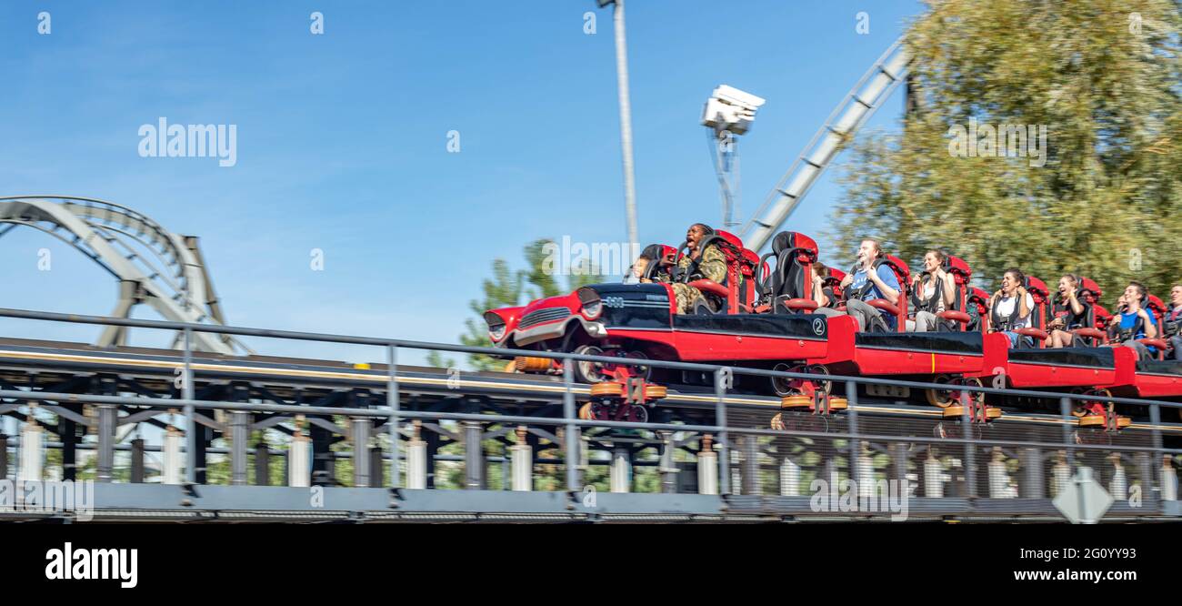 Speed Tracking Shot Of Stealth at Thorpe Park, During the Launch phase ...