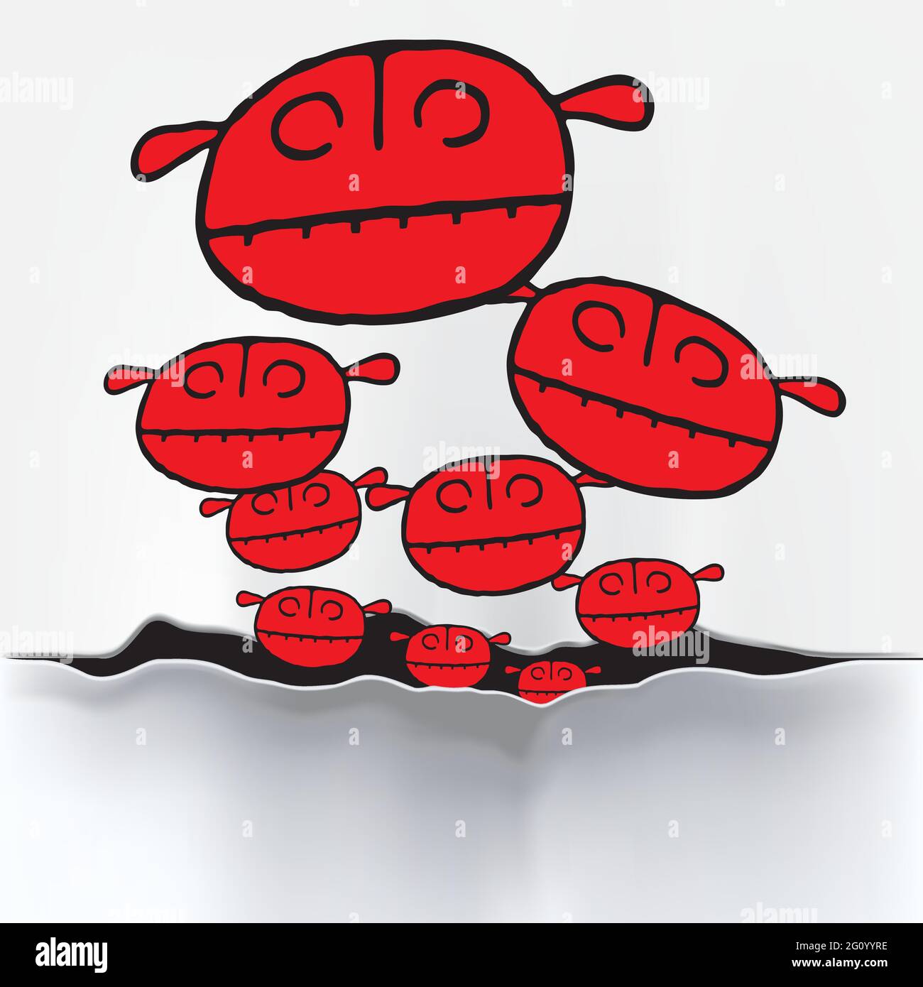 Vector illustration of alien invading monster faces Stock Vector Image ...