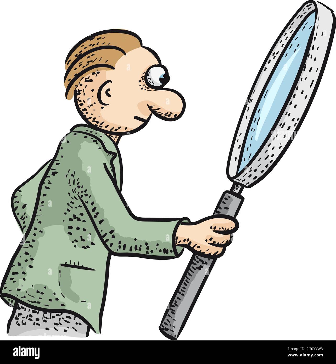 Vector illustration of investigator with magnifying glass Stock Vector ...