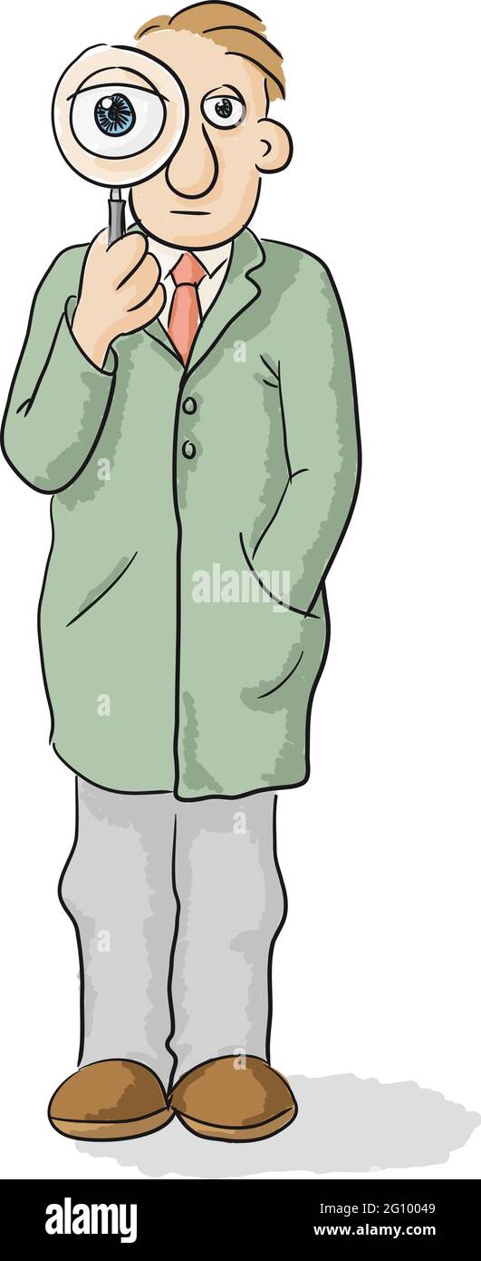 Vector illustration of investigator with magnifying glass Stock Vector ...