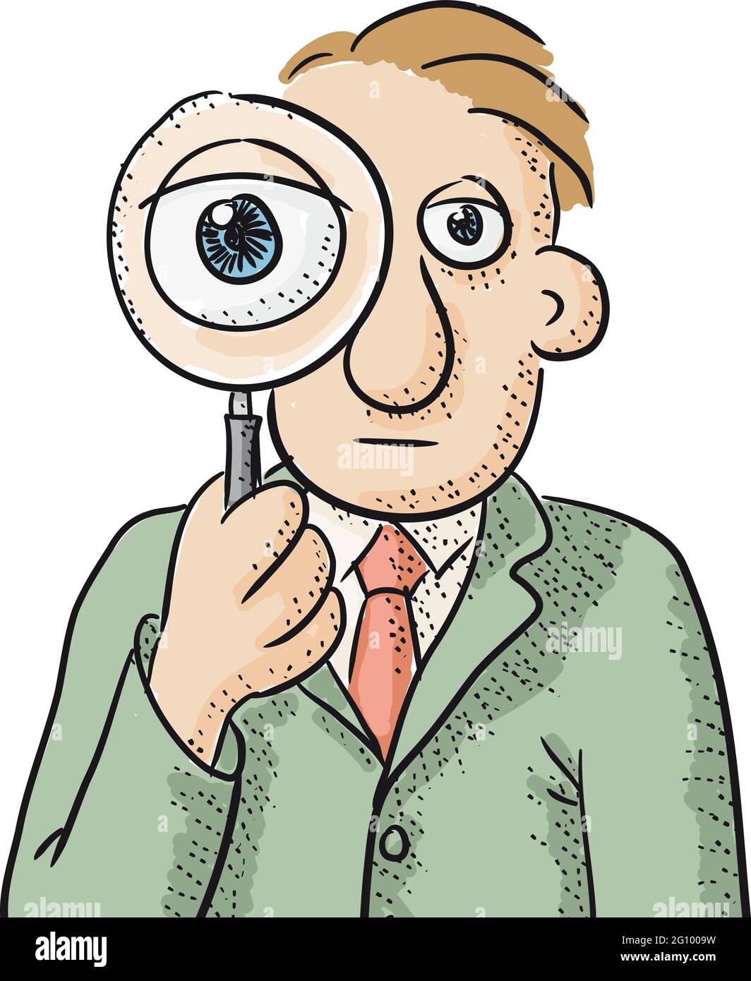 Vector illustration of investigator with magnifying glass Stock Vector ...