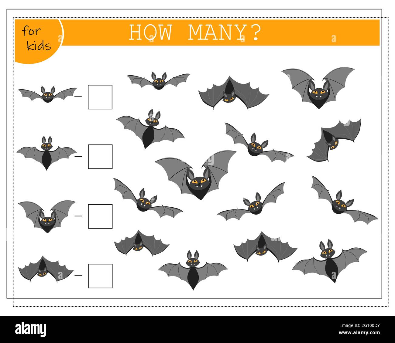 math game, count how many there are, bats, halloween. vector isolated ...