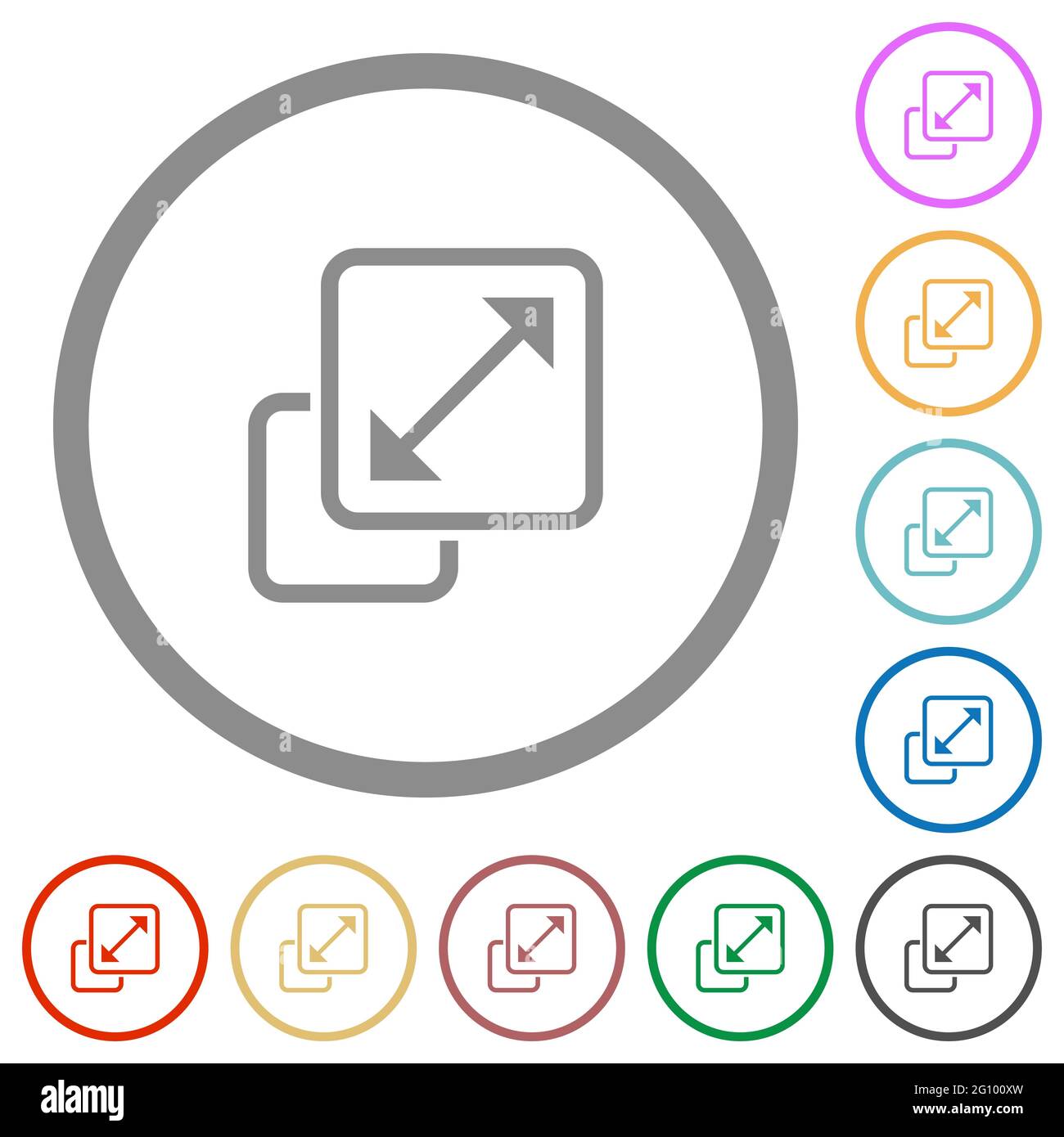 Resize element flat color icons in round outlines on white background ...