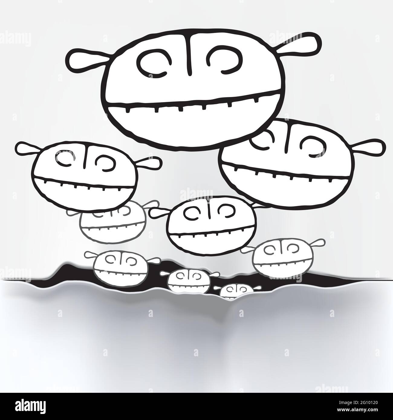 Vector illustration of alien invading monster faces Stock Vector Image ...