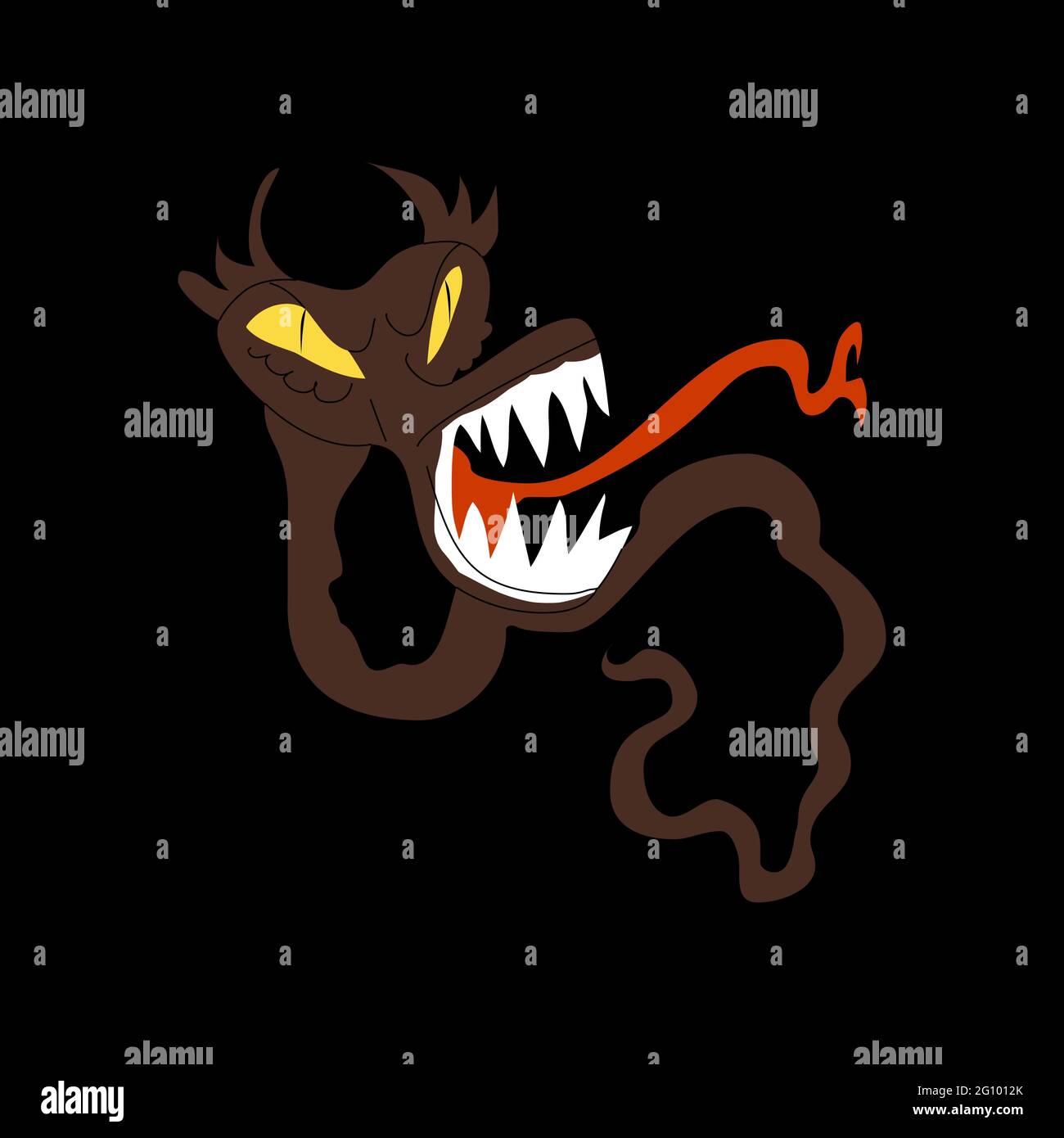 Scary worm monster. Funny evil serpent or dragon. Dangerous parasite ...