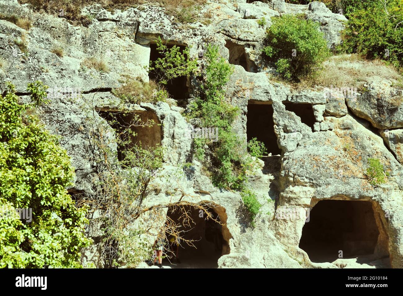 Rock City. Entrance to a man-made cave in a limestone rock. A place of ...