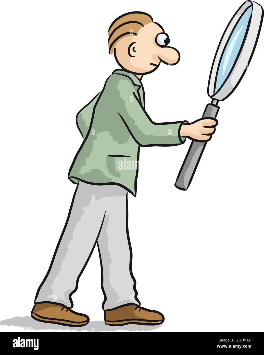 Vector illustration of investigator with magnifying glass Stock Vector ...