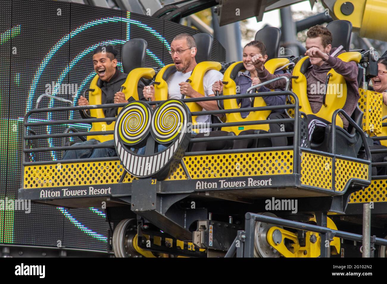 The Smiler Rollercoaster Going though the Airtime Bump Element At Alton ...