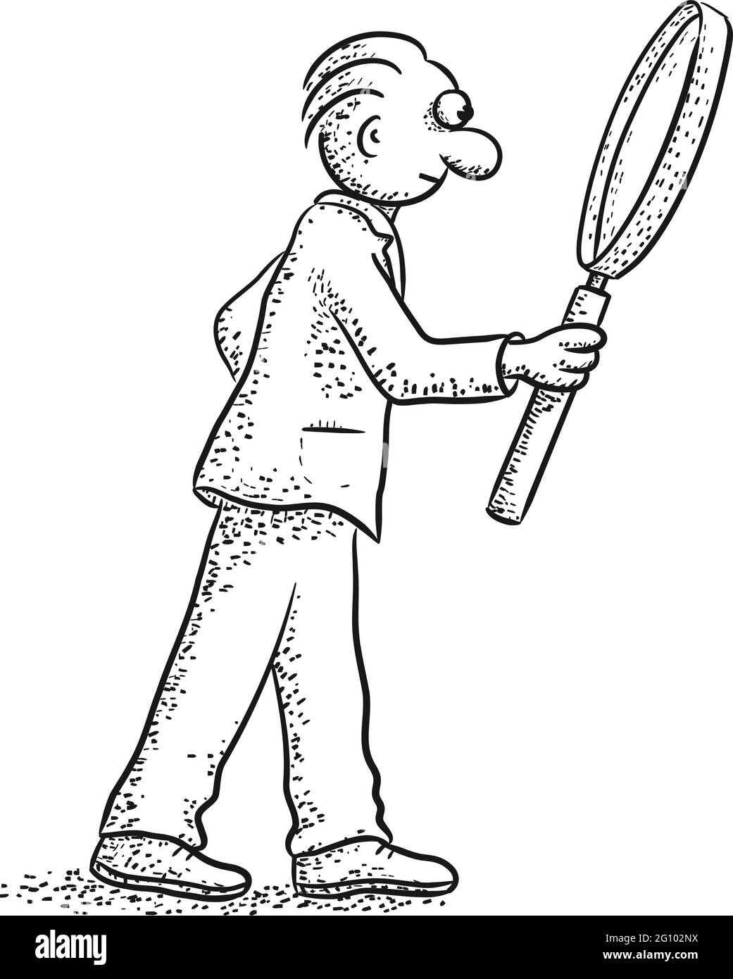 Vector illustration of investigator with magnifying glass Stock Vector ...