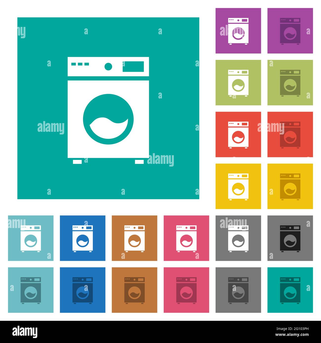 Washing machine multi colored flat icons on plain square backgrounds ...