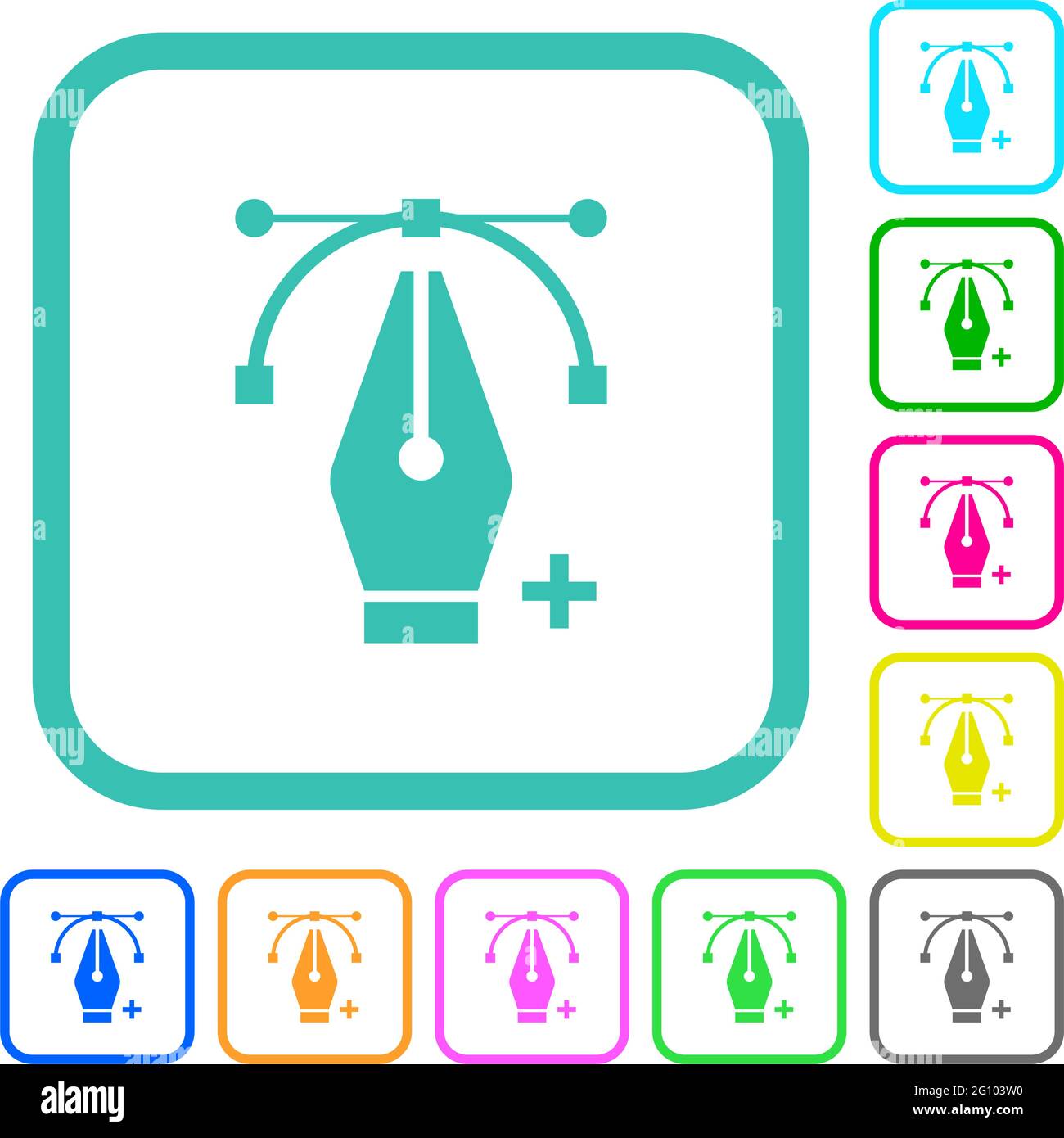 Adding editing point with pen tool vivid colored flat icons in curved ...