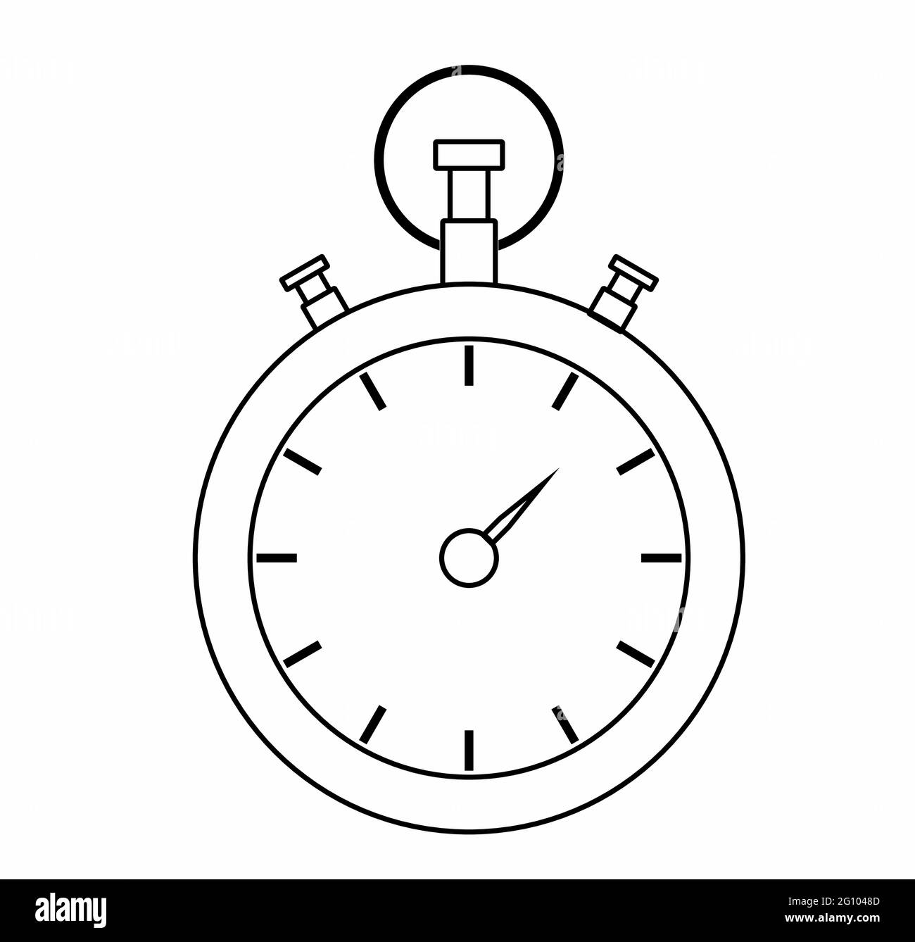 A retro or vintage stopwatch line art in black and white isolated logo ...