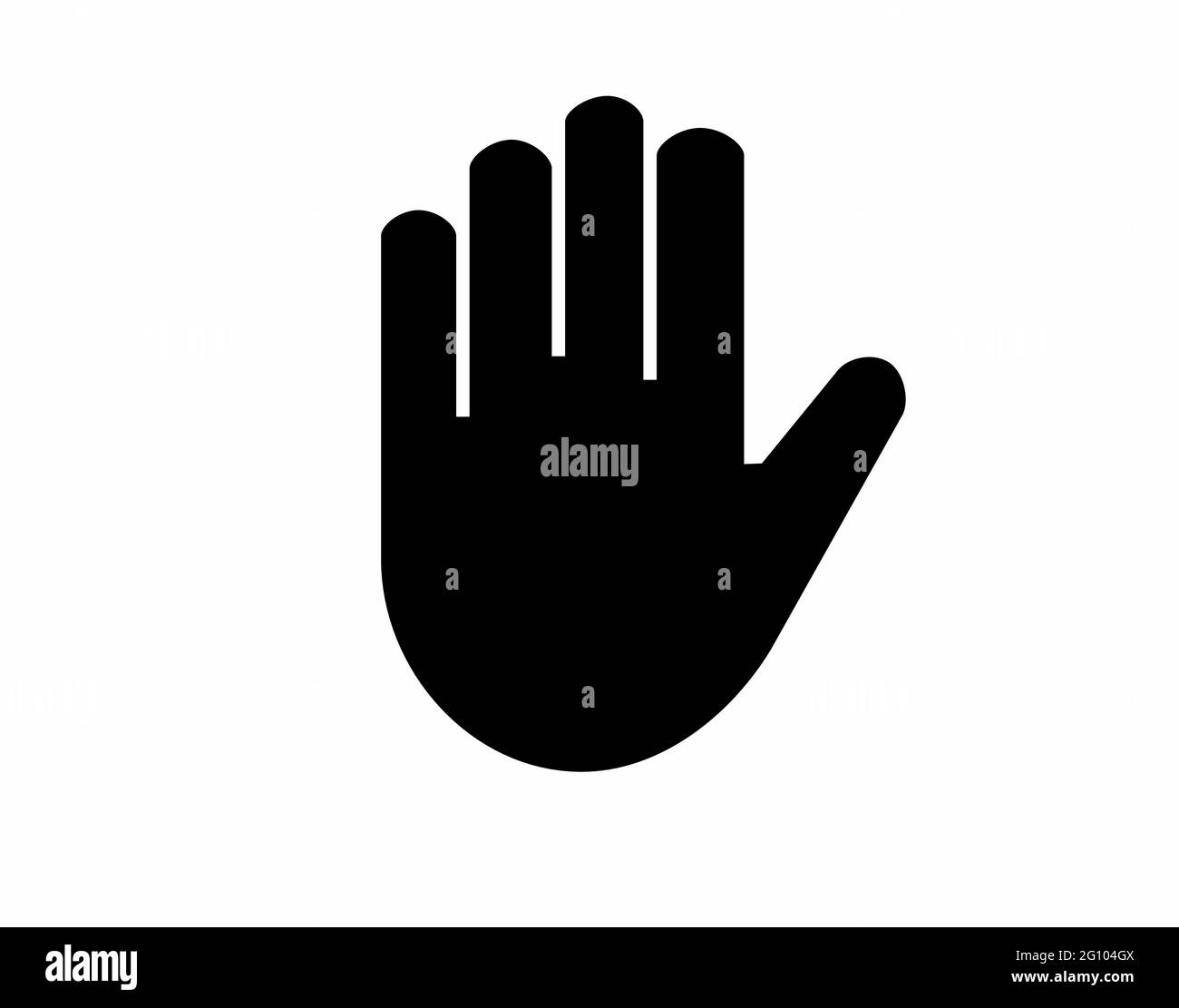 Stop hand in black and white vector isolated for signs, logo, apps and ...