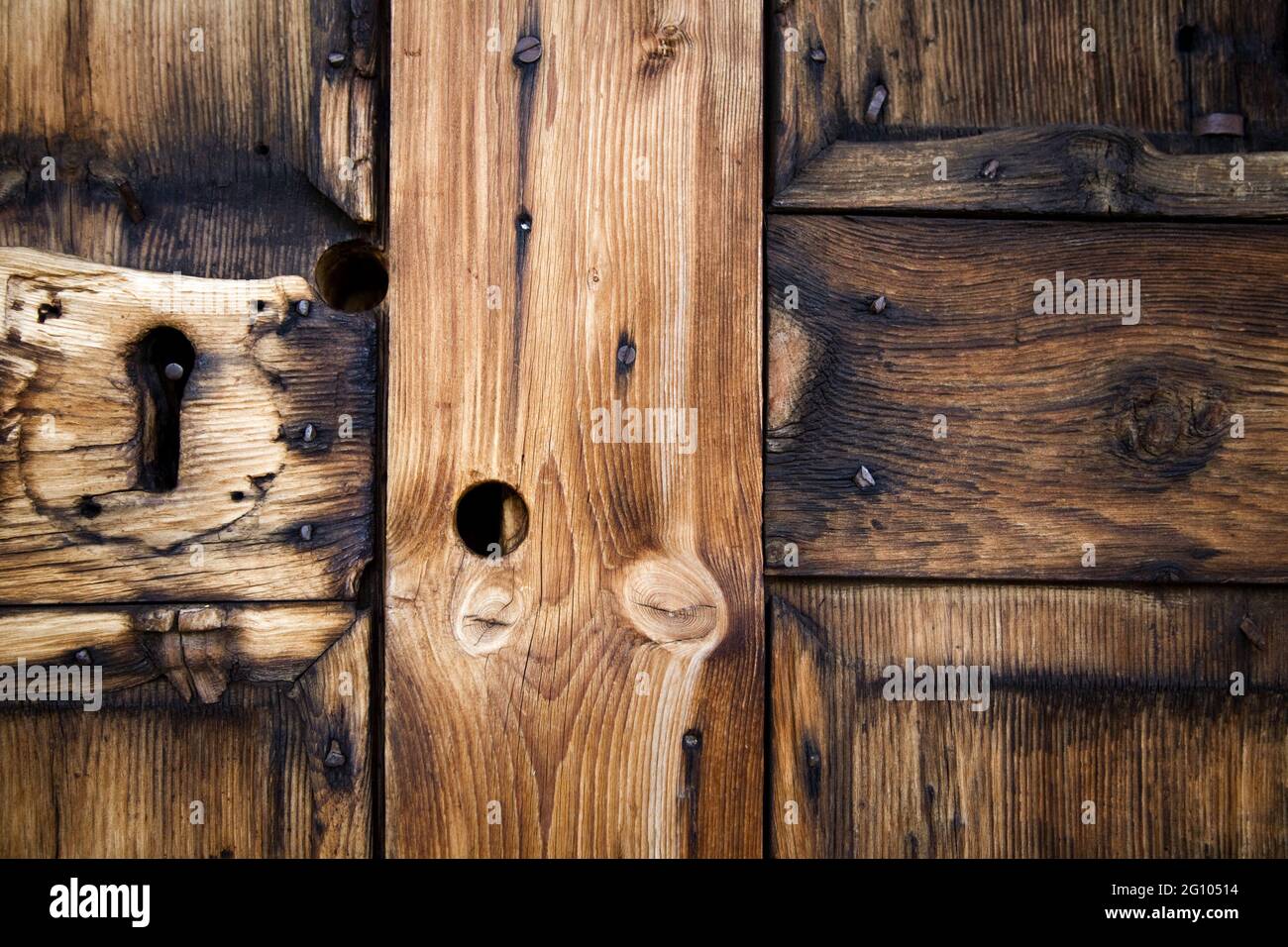Closeup shot of a closed wooden door - for backgrounds and textures ...