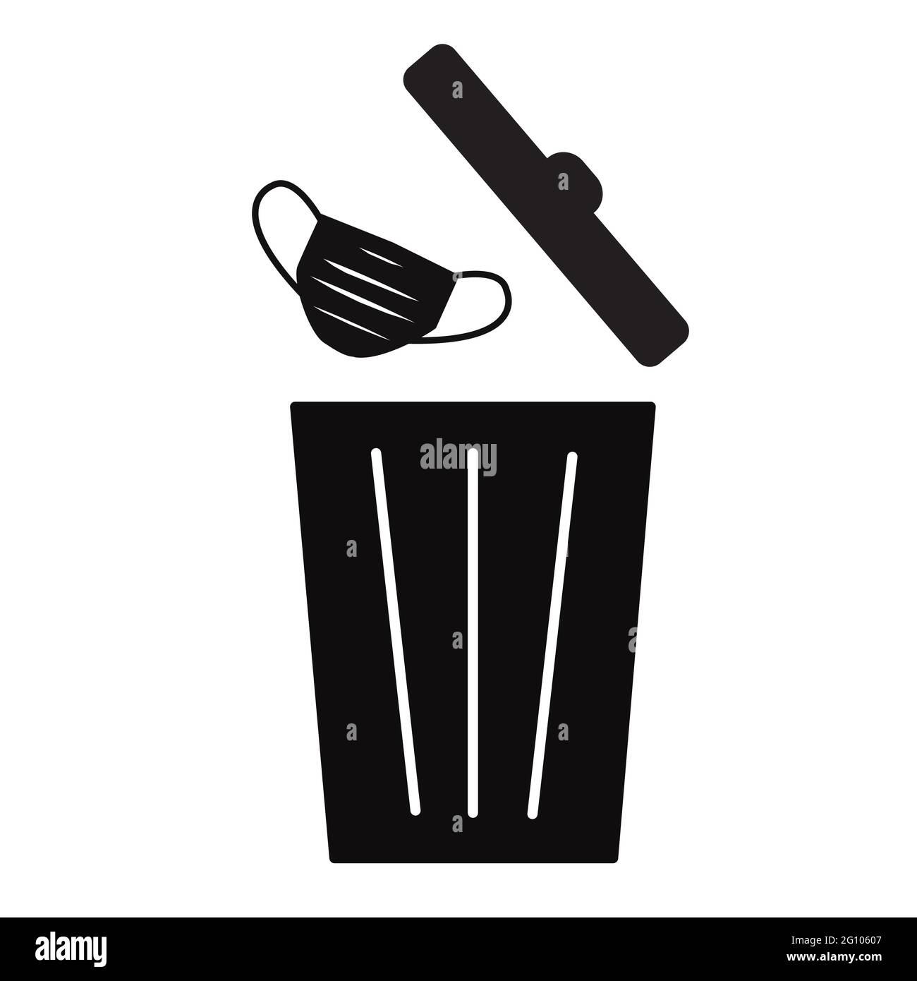 used face mask icon on white background. throw away used mask sign ...