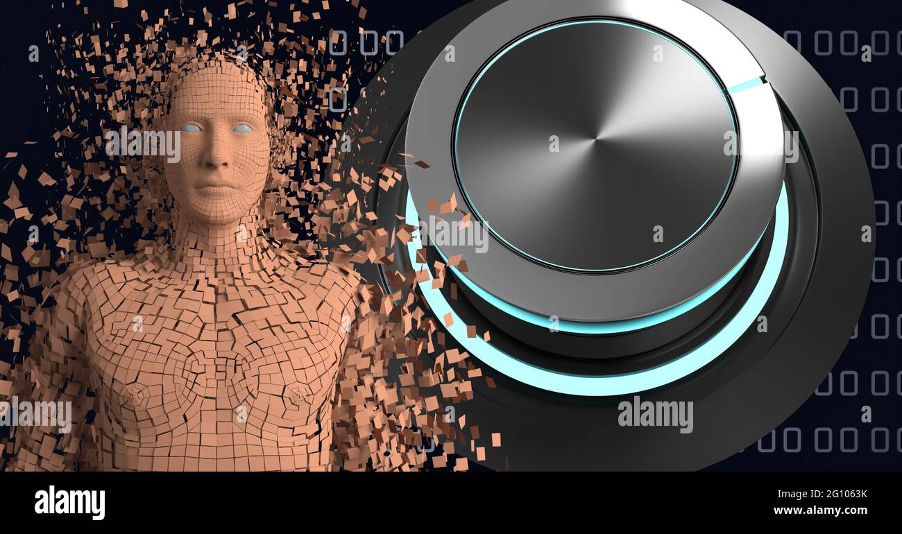 Composition Of Exploding Human Bust With Binary Coding Over Scopes