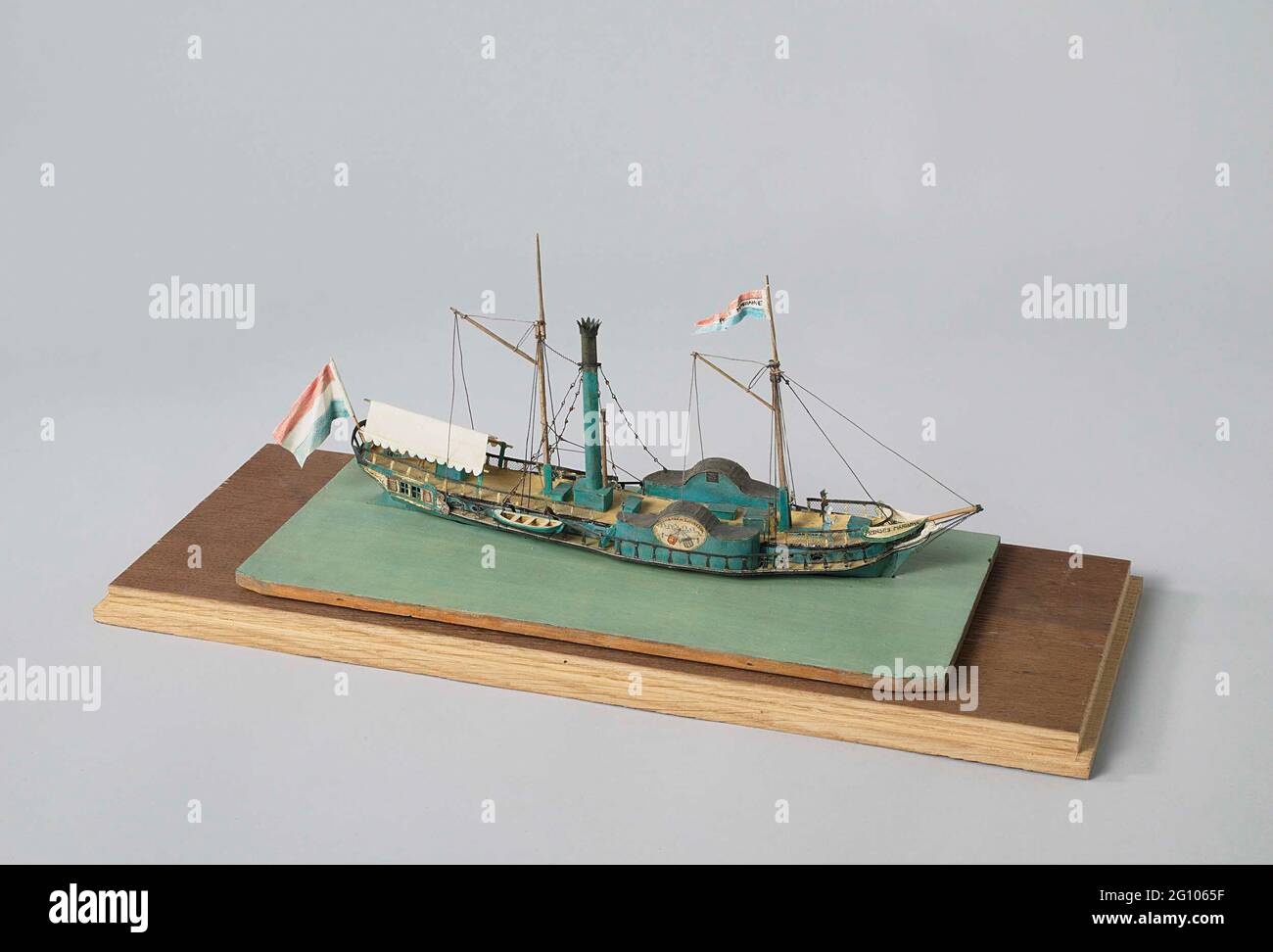 Model or a paddle steamer. Model of blackboard paper, presenting a ...