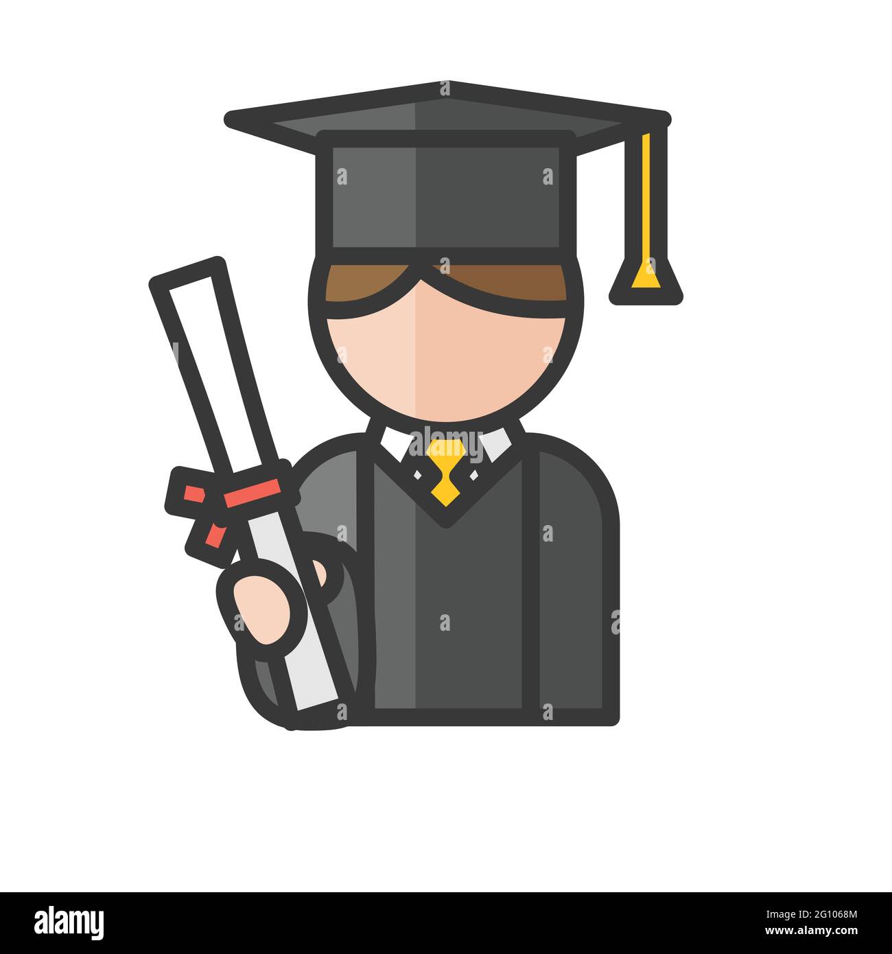 Male graduate student avatar. Man with square academic cap character ...
