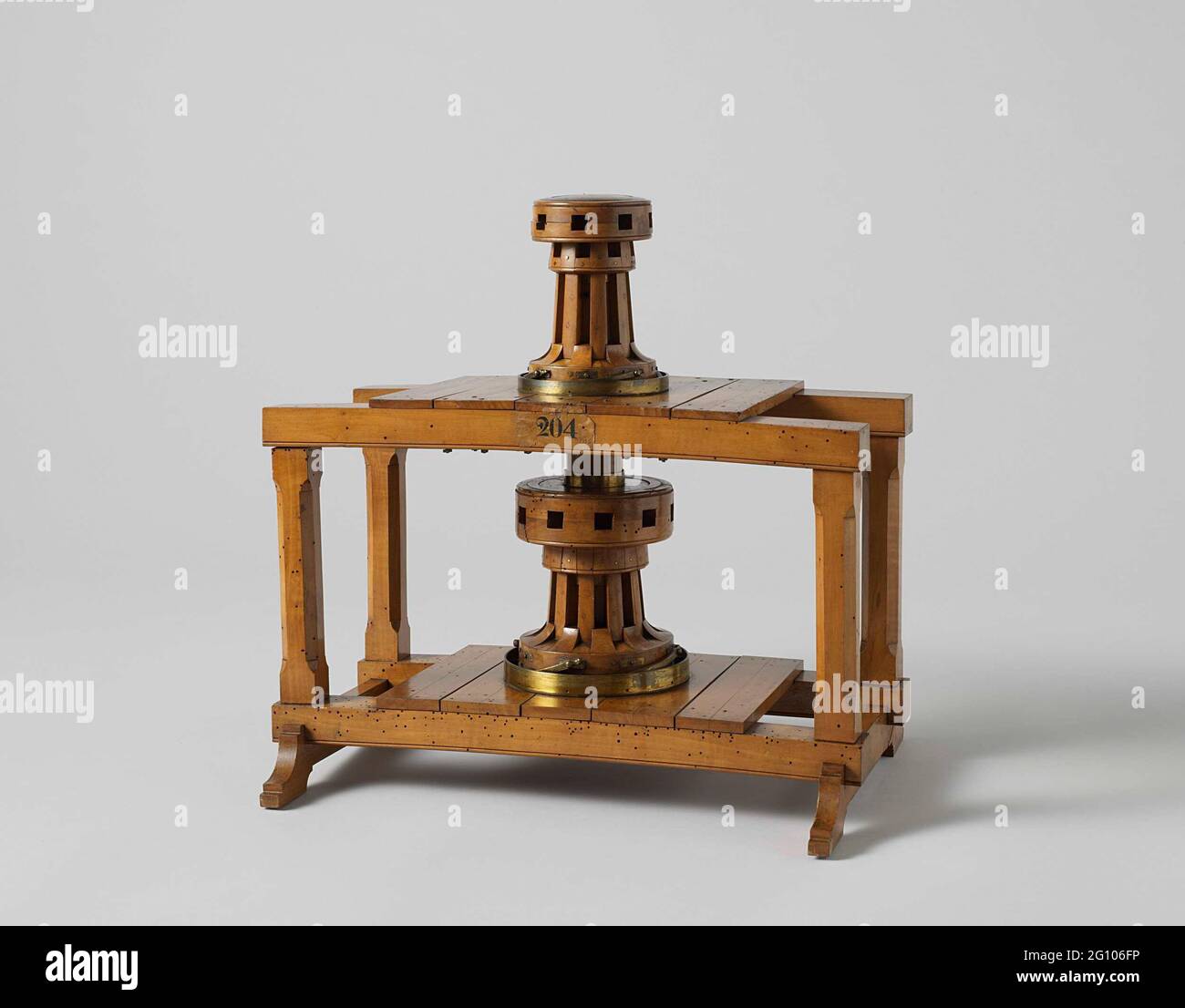 Model of A Double Capstan. Model of a double capstan in a wooden frame ...