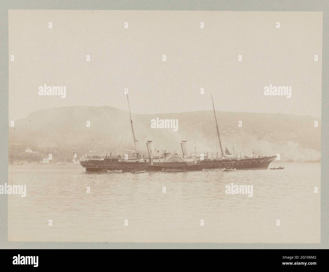 Rader ship the Hohenzollern surrounded by a number of rowing boats; S.M ...