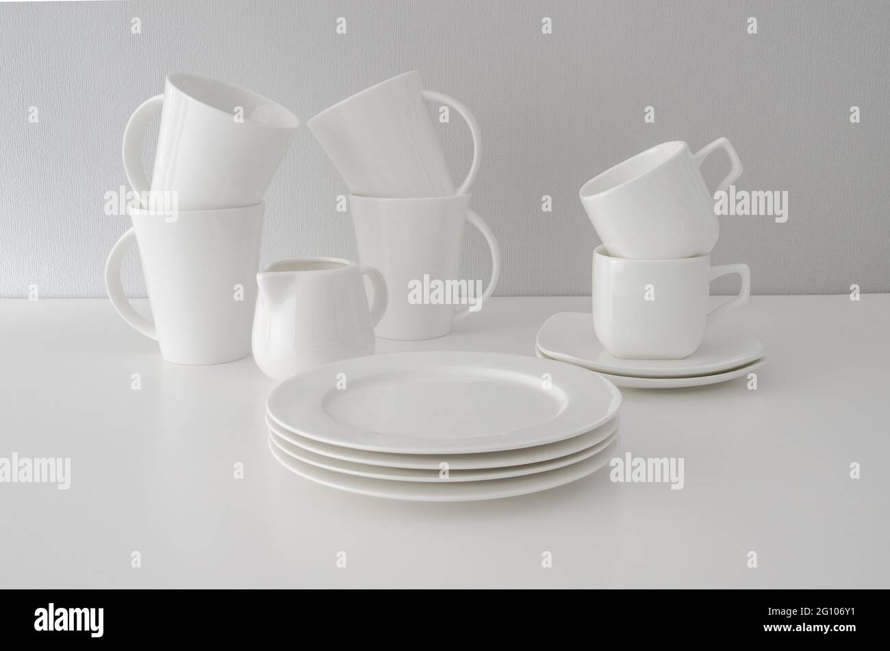 Set of white utensils on isolated background Stock Photo - Alamy