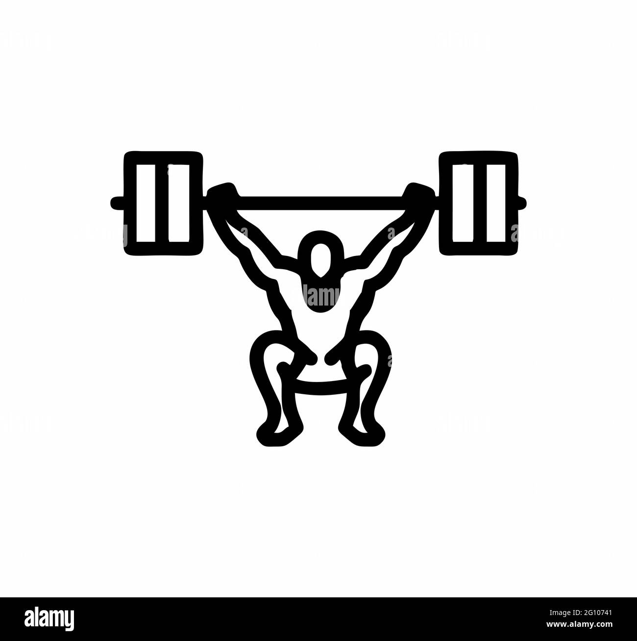 Weightlifter with dumbel in black and white isolated vector for a sign ...