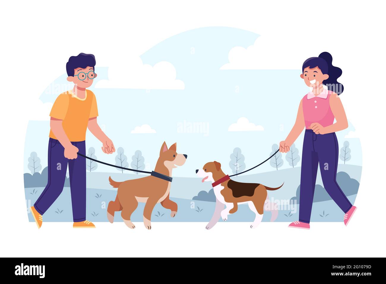 Flat different people with pets Vector illustration Stock Vector Image ...
