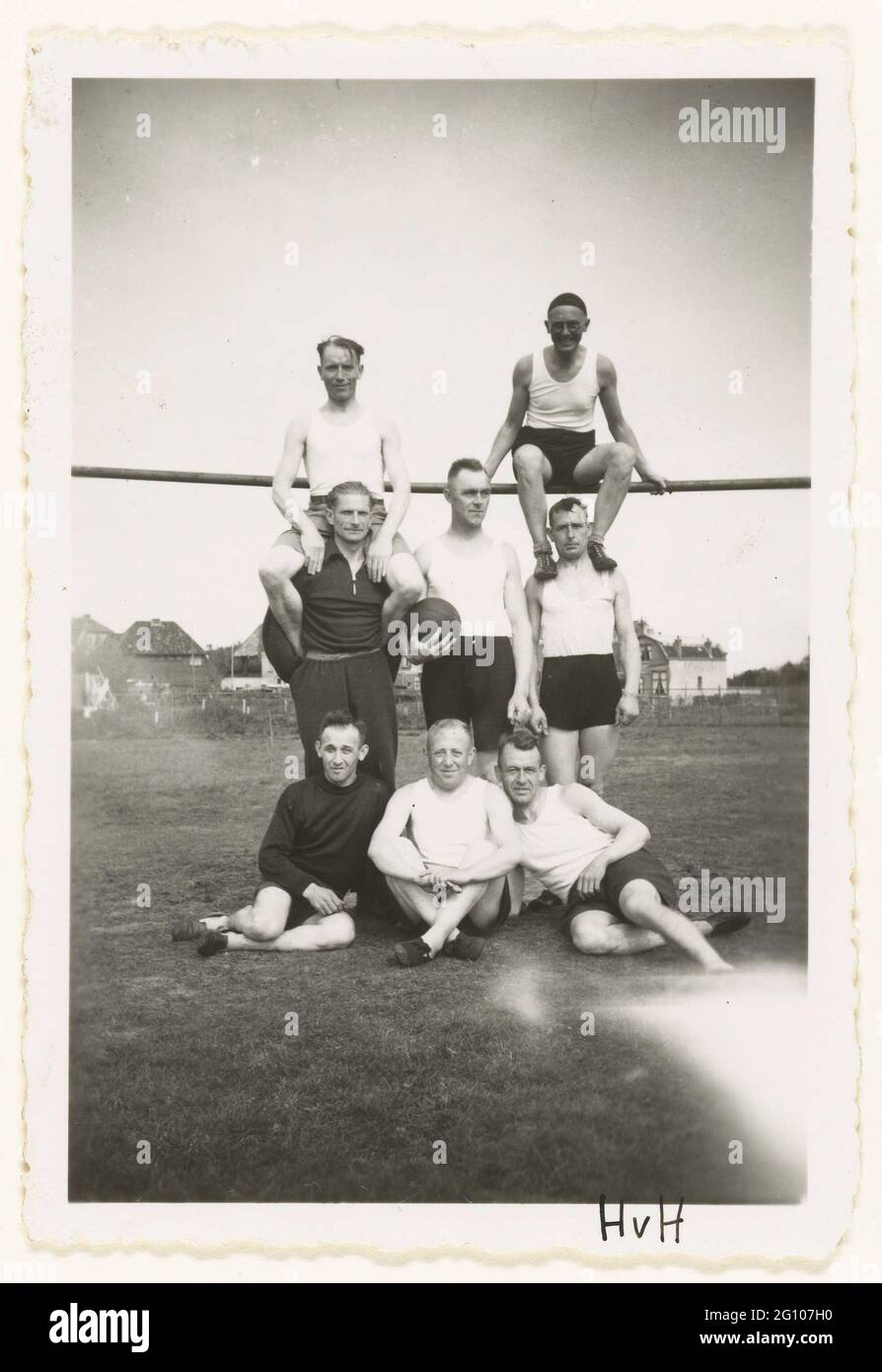 Wehrmacht soldiers while playing football. Seven Wehrmacht soldiers ...